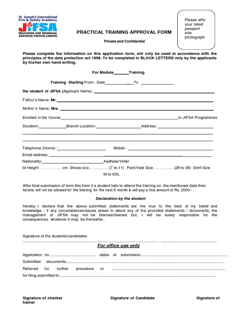 Practical Training Approval Form | PDF