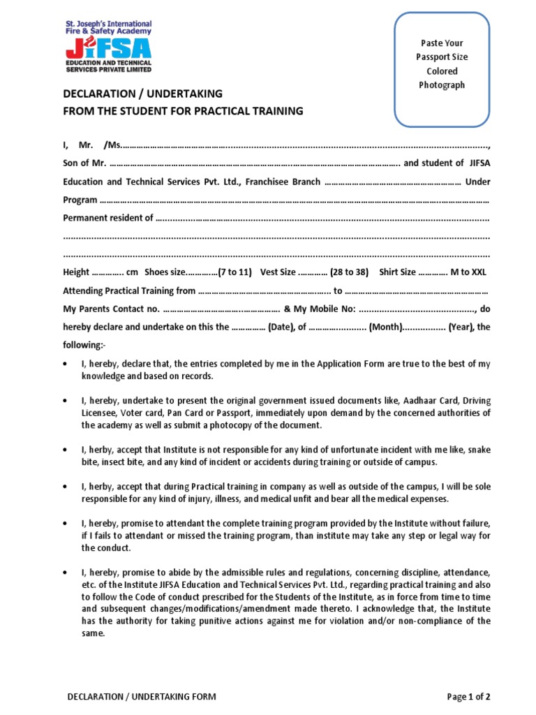 Practical Training Declaration Form | Download Free PDF | Justice ...