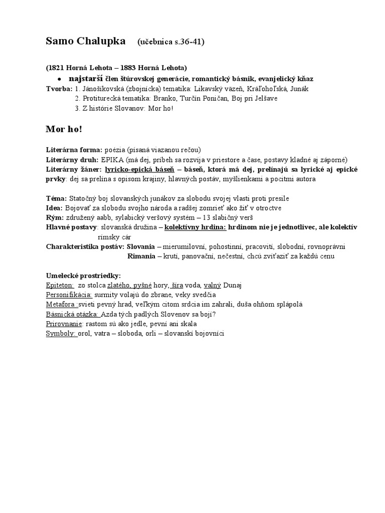 Samo Chalupka - Mor Ho | PDF