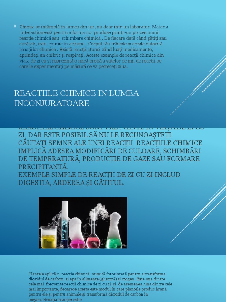 Proiect, Reactiile Chimice in Lumea Inconjuratoare | PDF