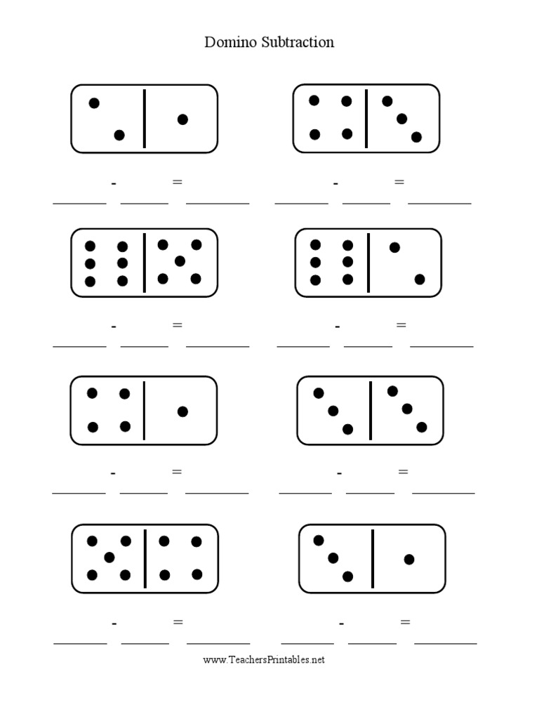 Domino Subtraction Worksheet | PDF