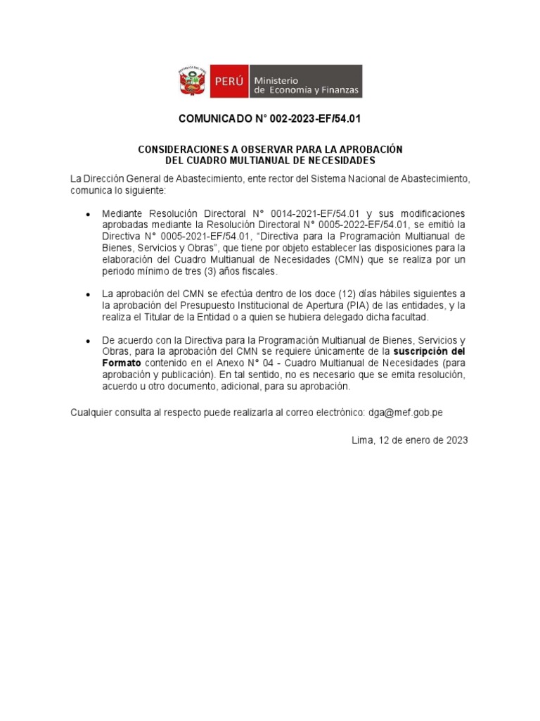 Comunicado 002 2023EF5401 | PDF