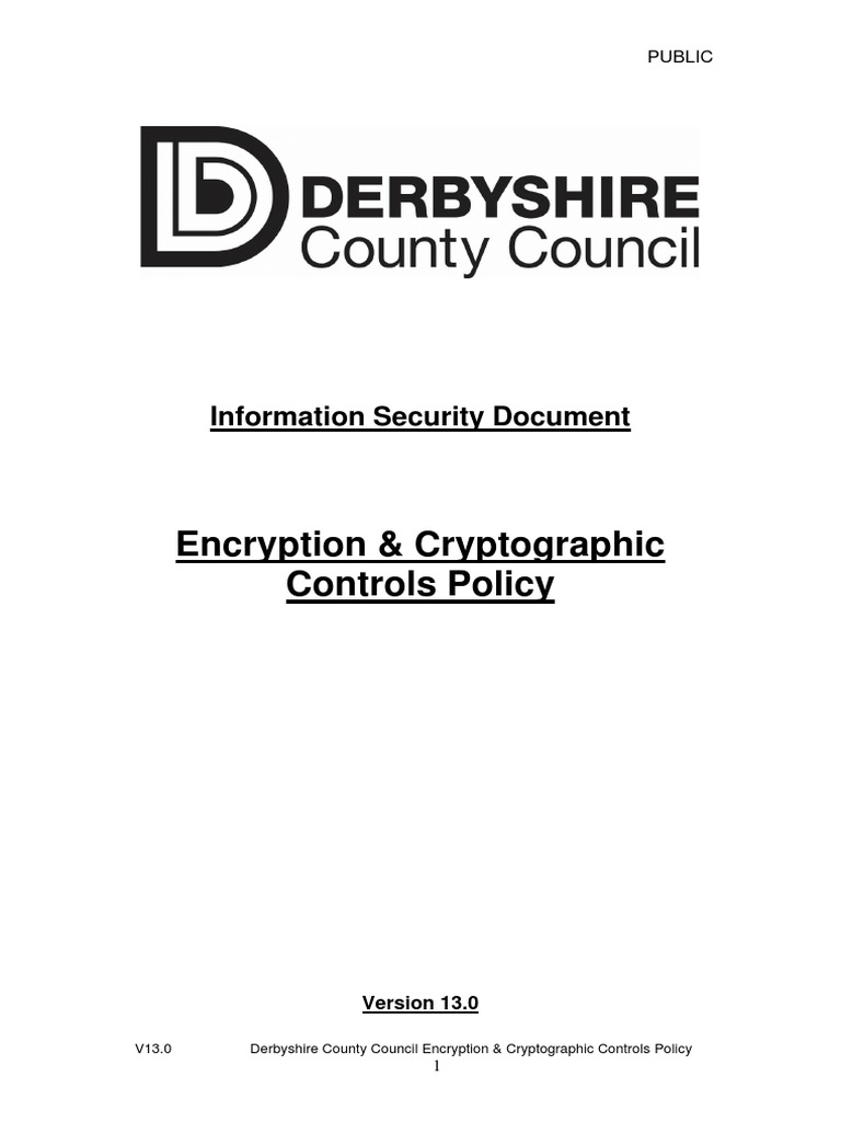 Encryption And Cryptographic Controls Policy Pdf Encryption Key Cryptography