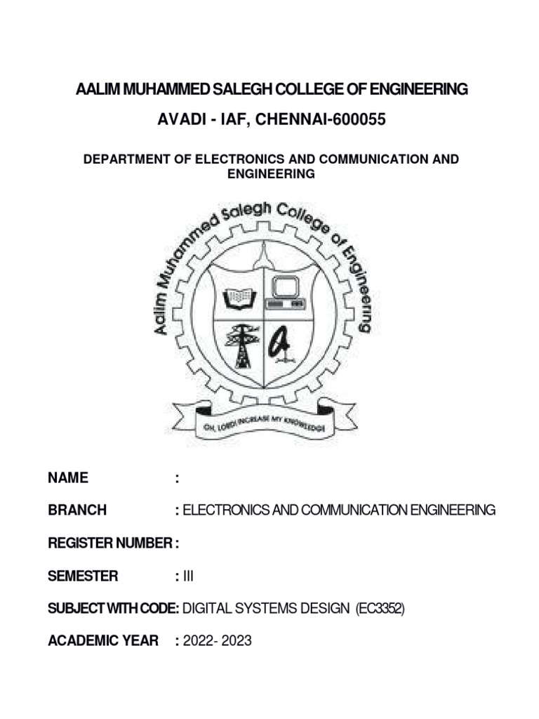 Digital Systems Design Lab Manual | PDF | Logic Gate | Electronic Design