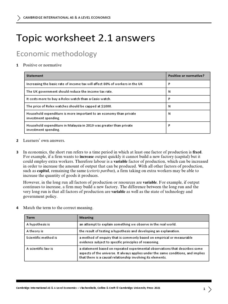 ASAL Economics TR Worksheet Answers | PDF | Elasticity (Economics) | Loans