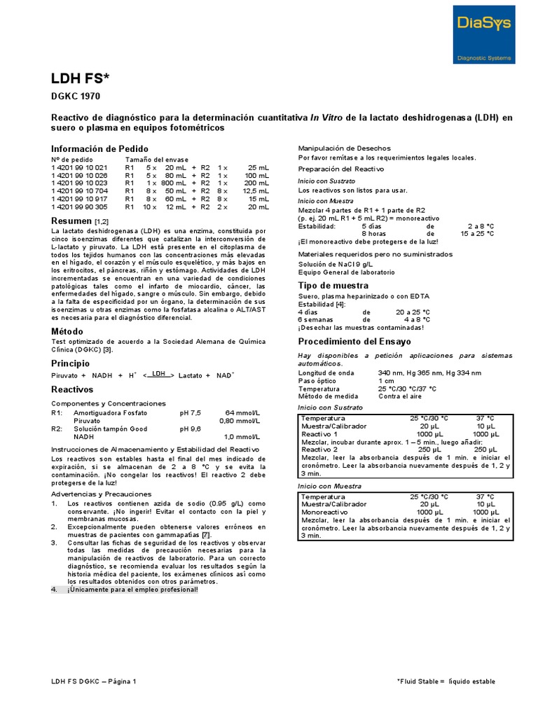 PI S LDH - DGKC 11 | PDF | Lactato deshidrogenasa | Enzima