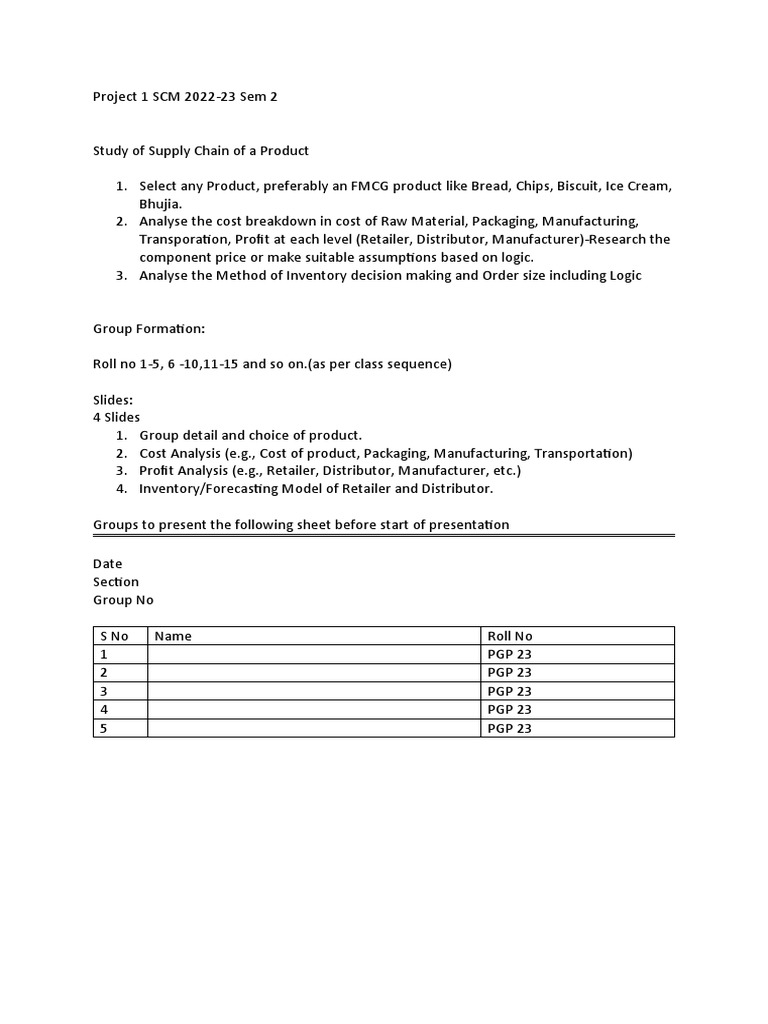 Project 1 SCM 2022 | PDF