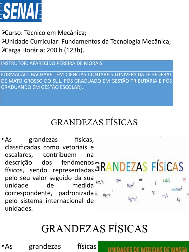 Fundamentos da Tecnologia Mecânica: Grandezas Físicas, Conversão de ...