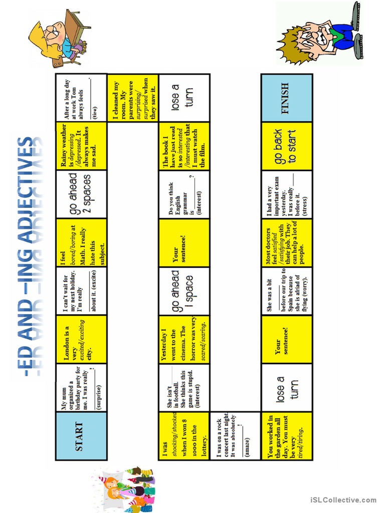 Ed/Ing Adjectives Board Game PDF | PDF