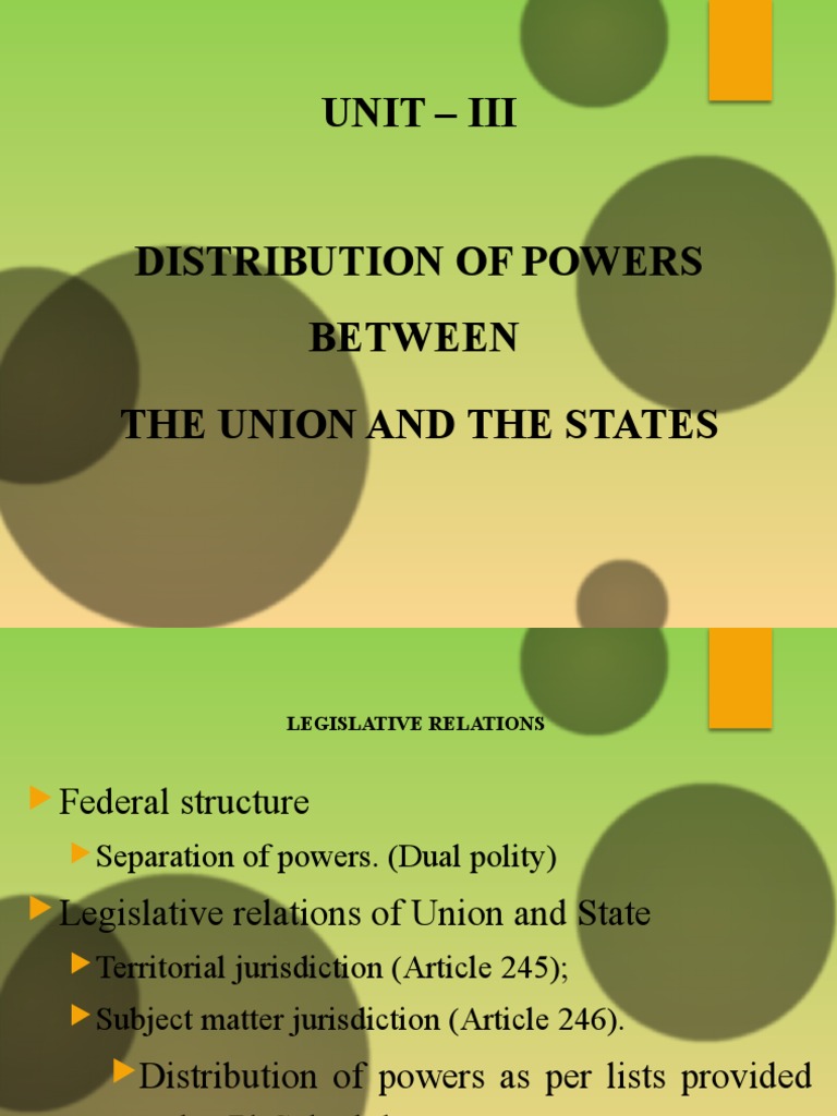 Unit-III Part-1 Union-State Relations | PDF | Taxes | U.S. State Unit-III Part-1 Union-State Relations | PDF | Taxes | U.S. State