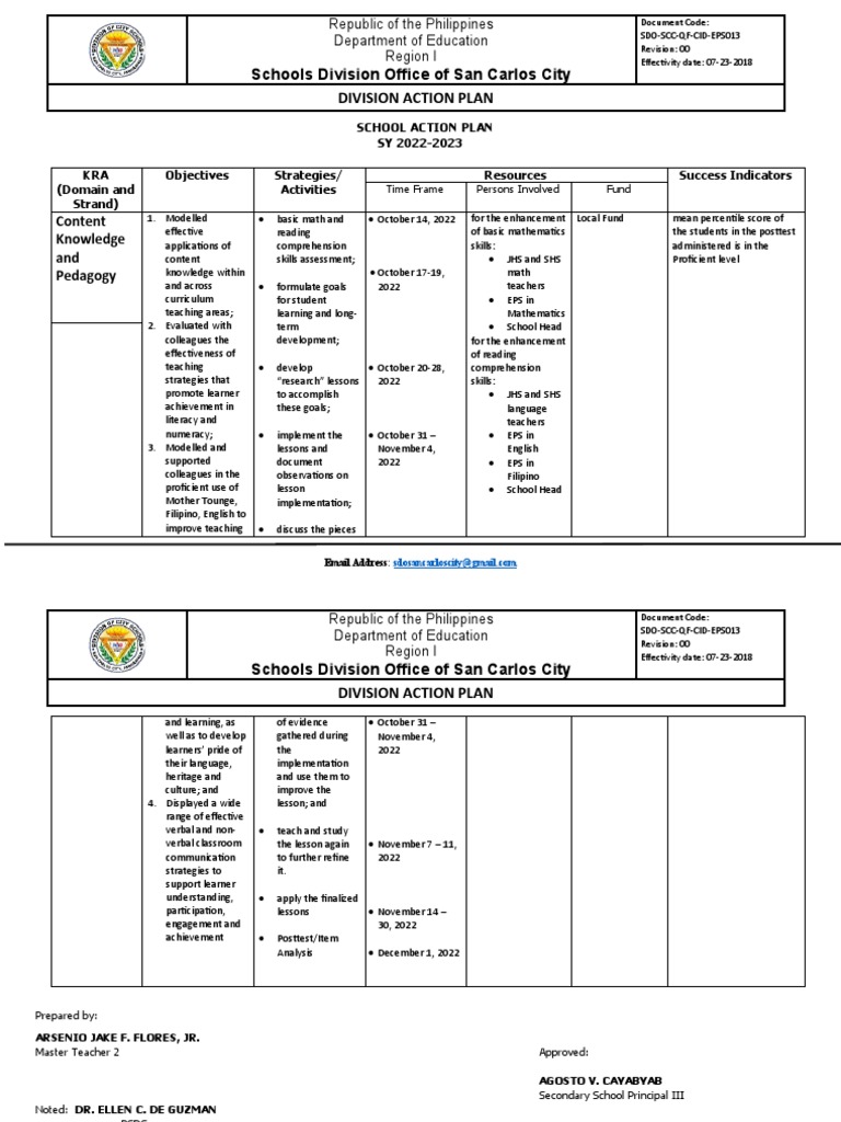Action-Plan-by-AGDAO IS | PDF | Teaching Method | Reading Comprehension