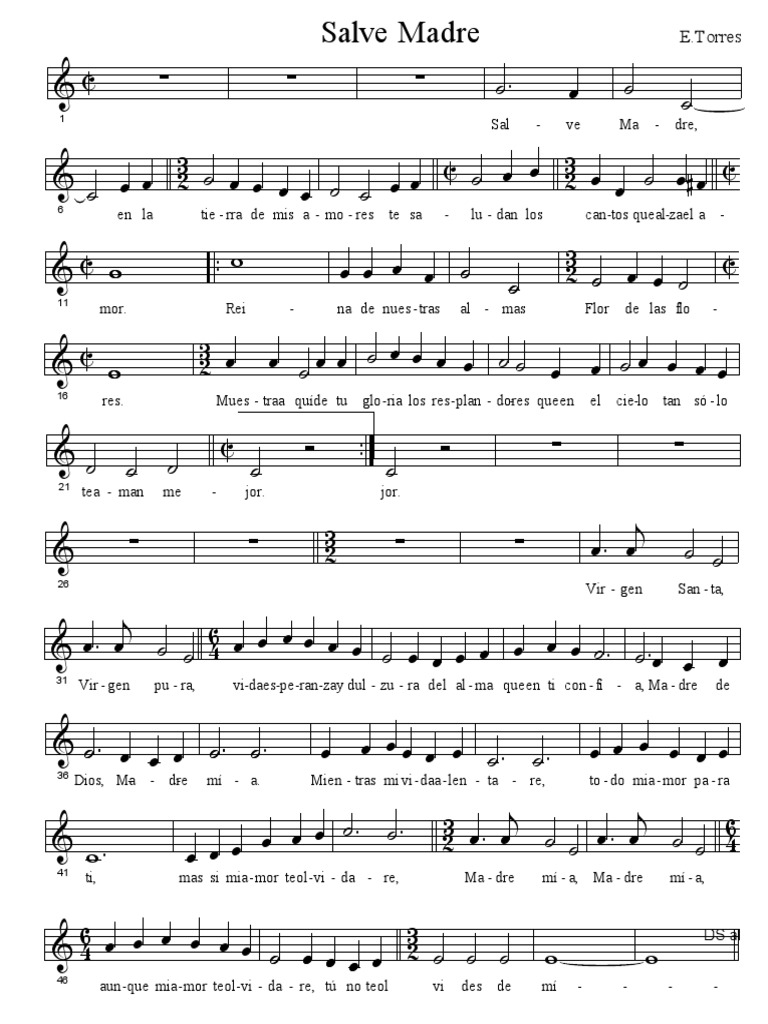Torres - Salve Madre Parte Voz | PDF