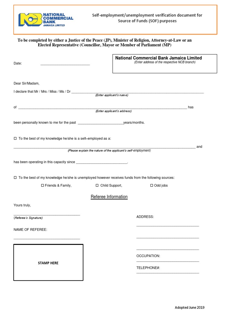 Self-Employment Verification Form | PDF