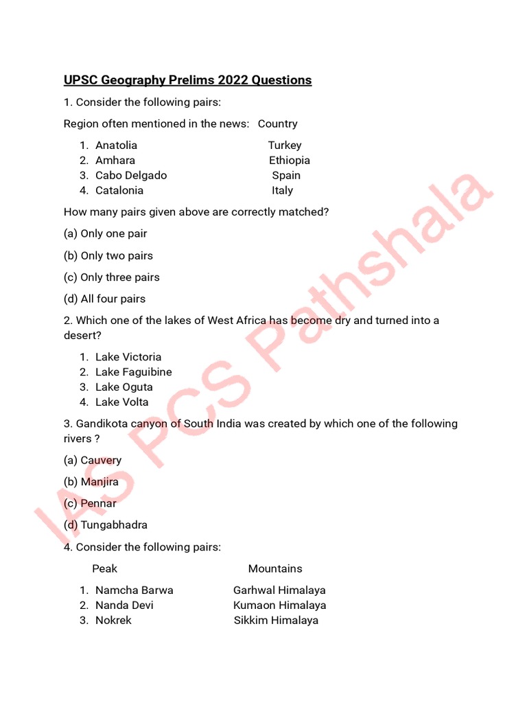 UPSC Geography Prelims PYQs 2013-2022 | PDF | Agriculture | Forests