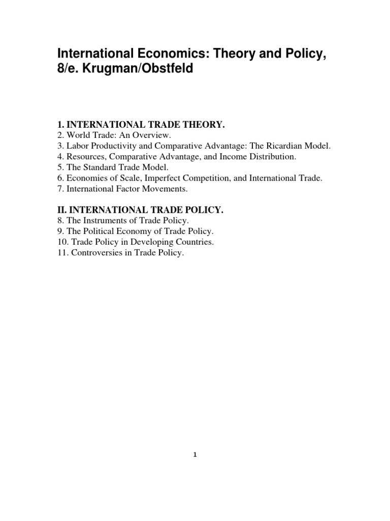 International Economics Krugman | PDF | Foreign Trade Of The United ...