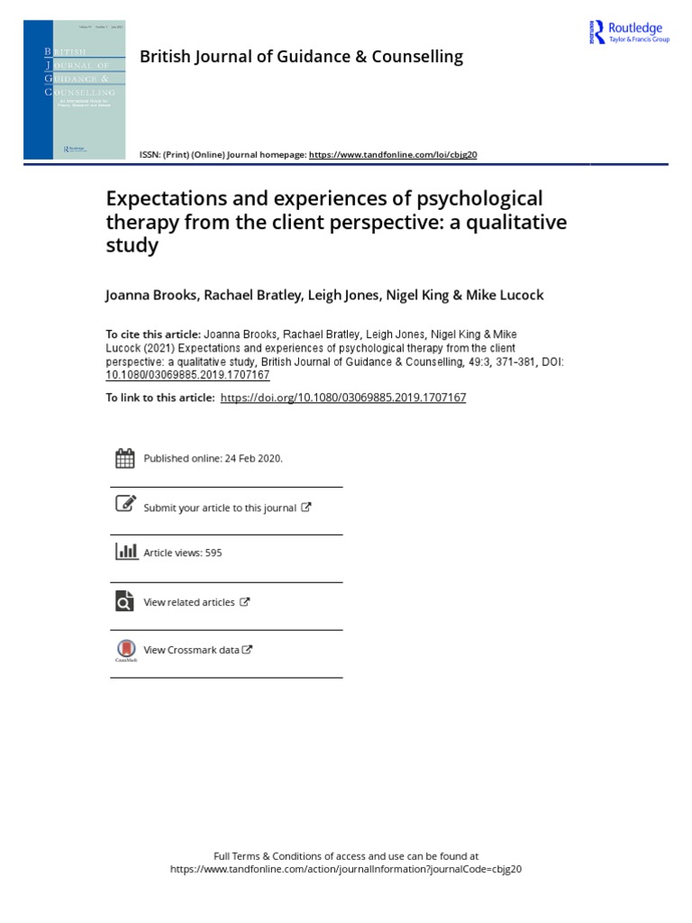 Brooks 2021 Expectations and Experiences of Psychological Therapy | PDF