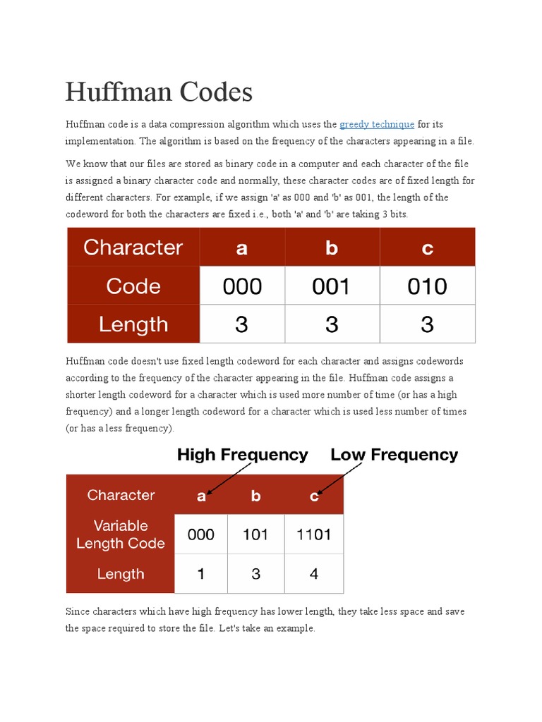 Greedy - Huffman Codes | PDF