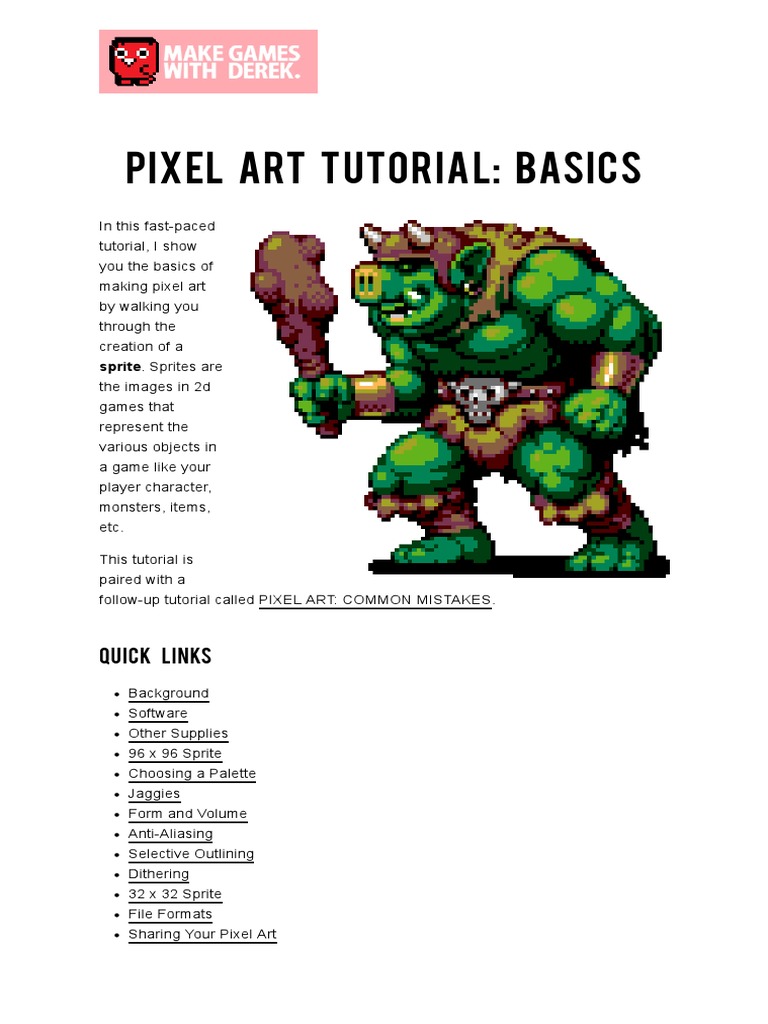 Pixel Art Tutorial - Basics | PDF | Mario | Computer Graphics