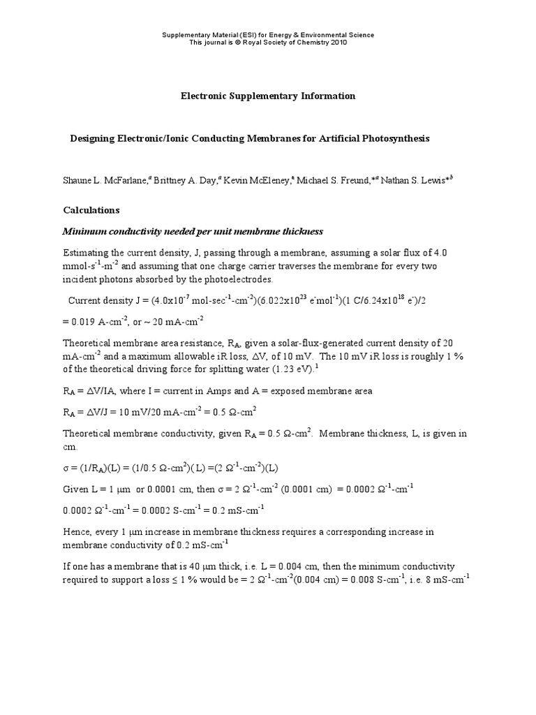 Electronic Supplementary Information: Minimum Conductivity Needed Per ...