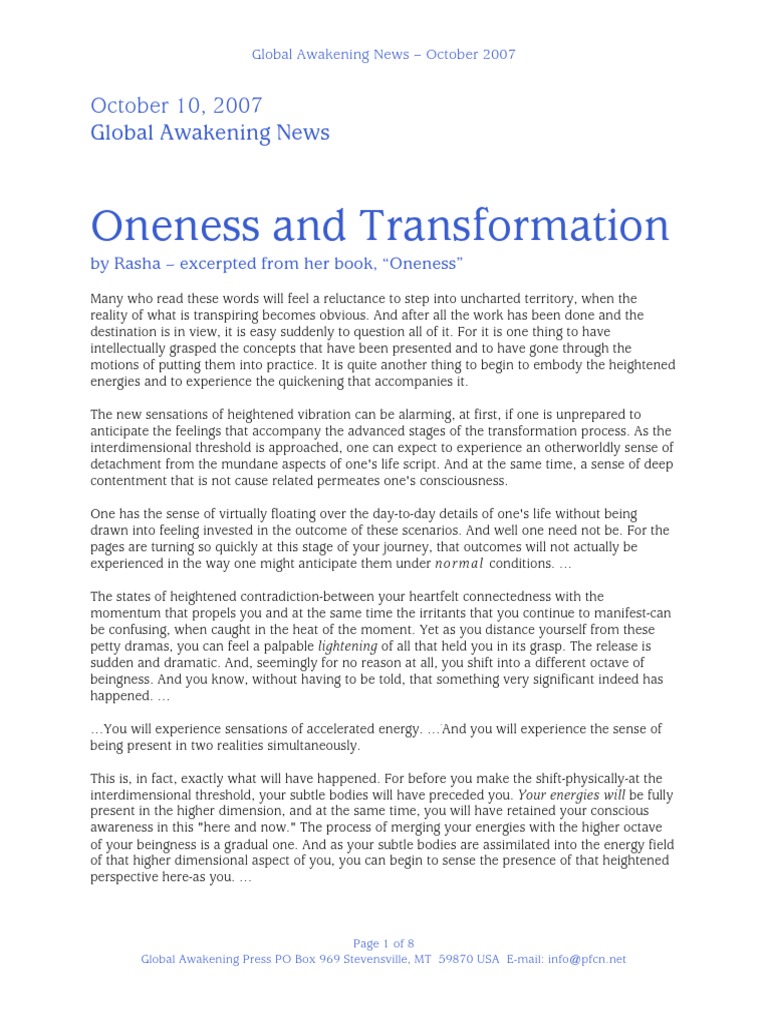 Oneness (Excerpt) - Rasha | PDF | Experience | Reality