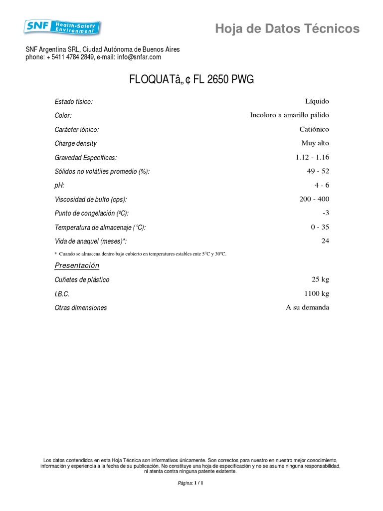 Floquat - FL 2650 PWG - TDS - MS | PDF | Metrología | Cantidad