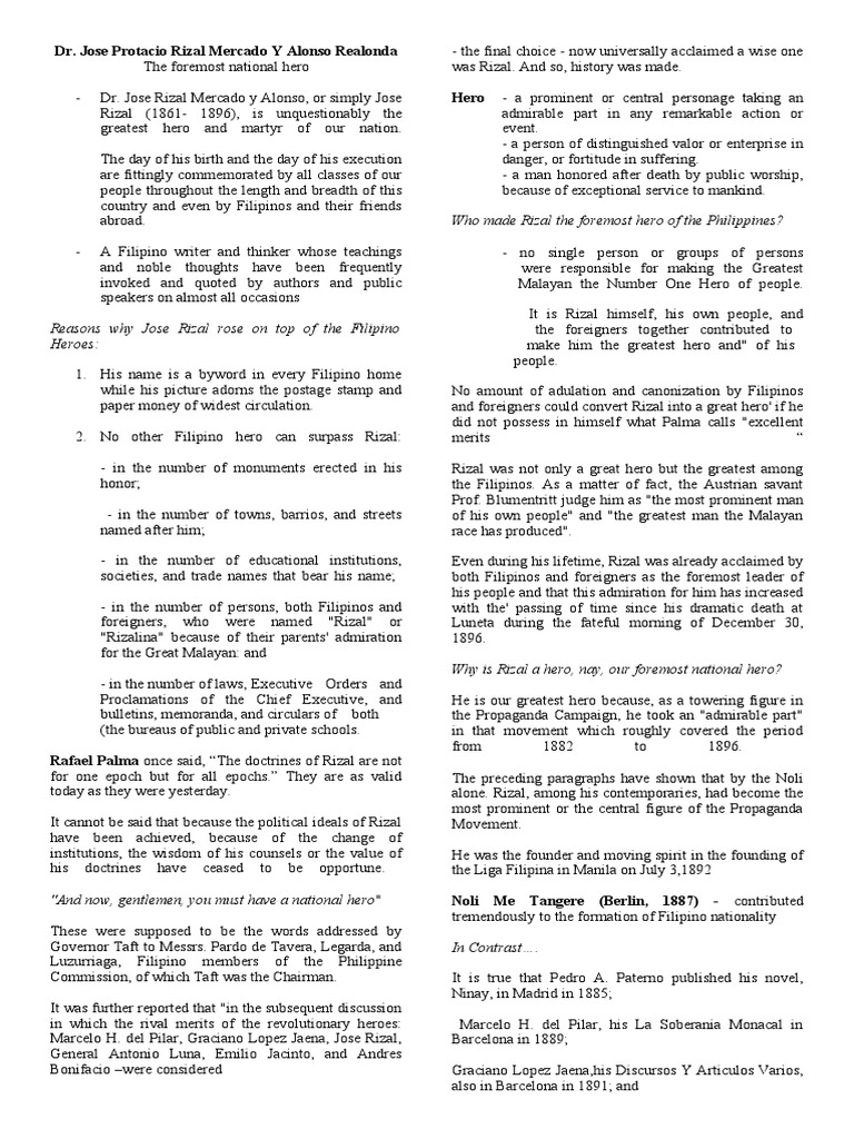 Rizal Reviewer | PDF | Philippines