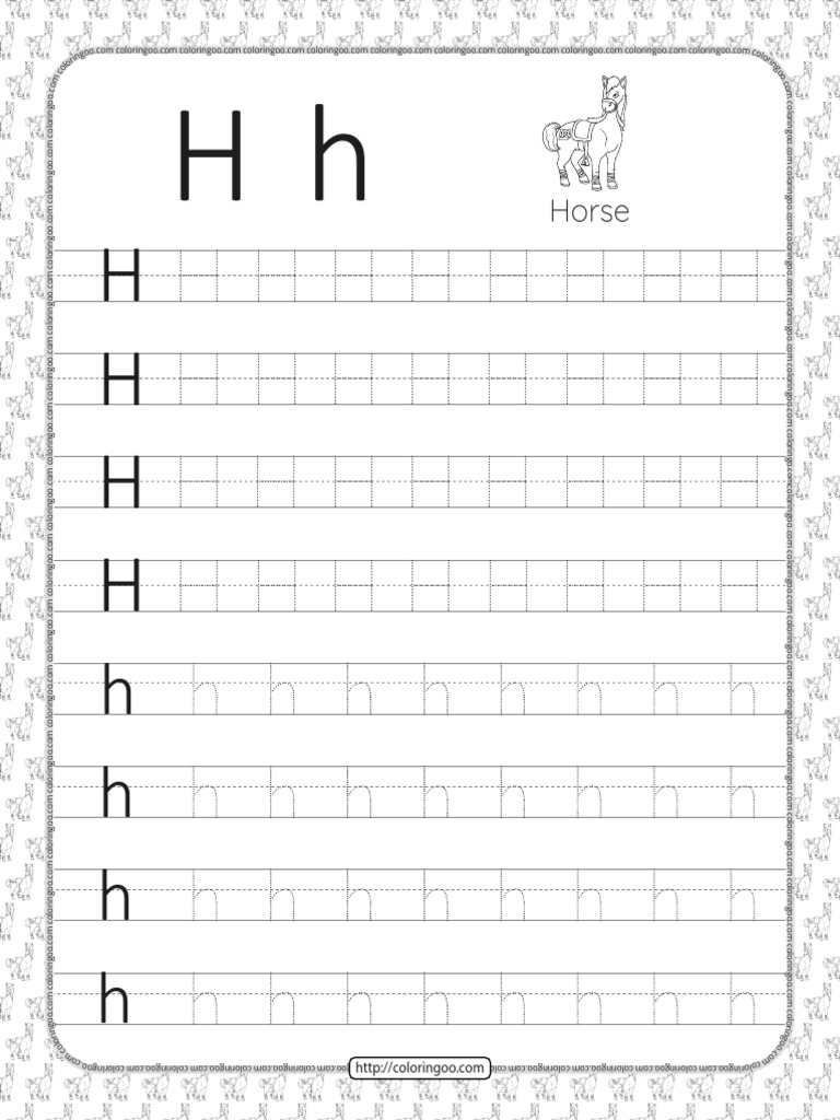 Printable Dotted Letter H Tracing PDF Worksheet | PDF