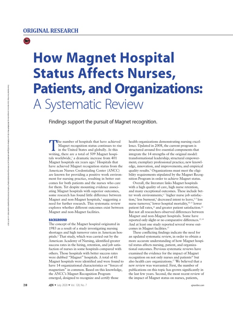 Original Research How Magnet Hospital Status.31 | PDF