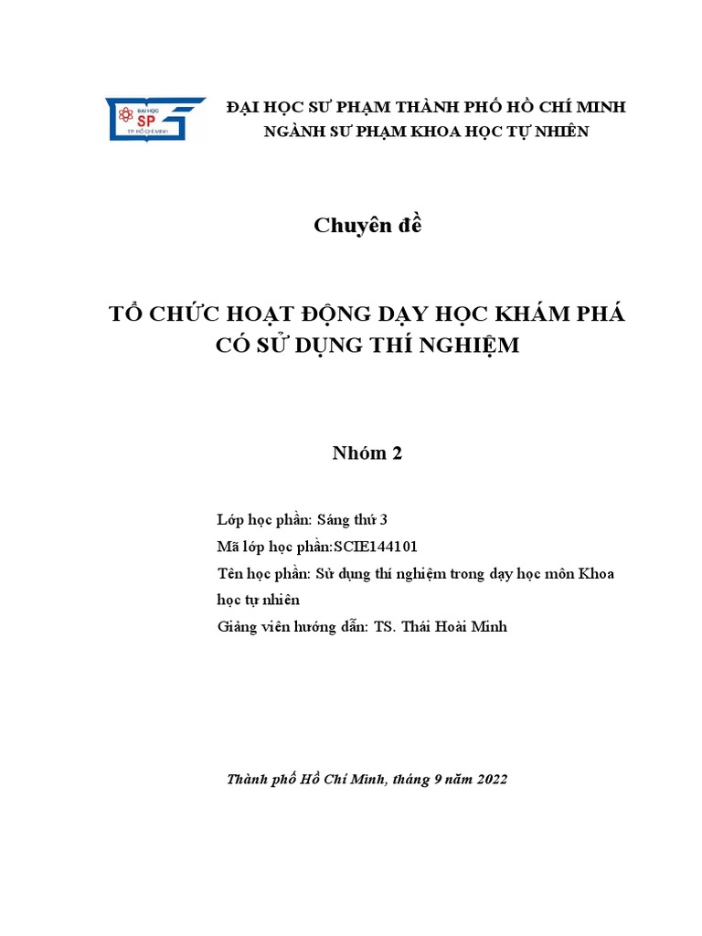 2211SCIE144101 - Bản thảo Tổ chức hoạt động dạy học khám phá có sử dụng ...
