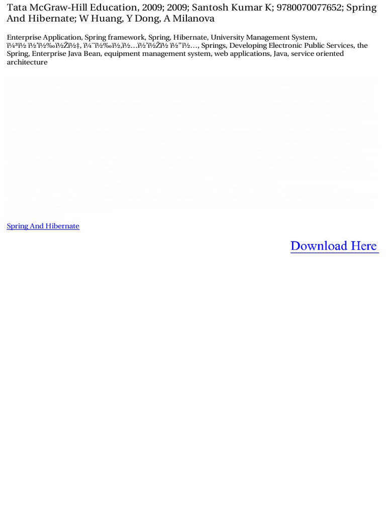 Spring and Hibernate Santosh | PDF | Spring Framework | Software Spring and Hibernate Santosh | PDF | Spring Framework | Software