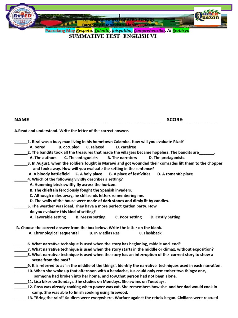 3Q Summative Test English | PDF