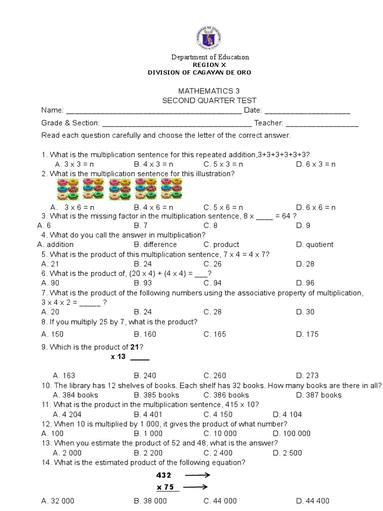 2nd Quarter Math | PDF | Multiplication | Arithmetic