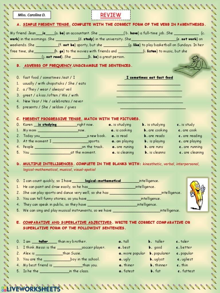 Repaso de Tiempos Presentee Simple Presente Progressivo | PDF | Linguistic Typology | Linguistic ...