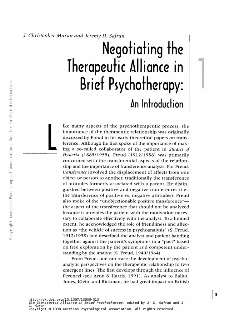 Therapeutic Frame in Brief Psychotherapy | PDF