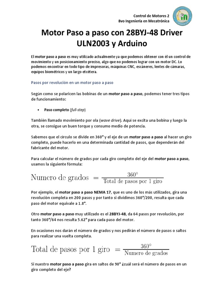 Control de Motores Paso a Paso con Arduino | PDF | Electricidad | Ingeniería mecánica