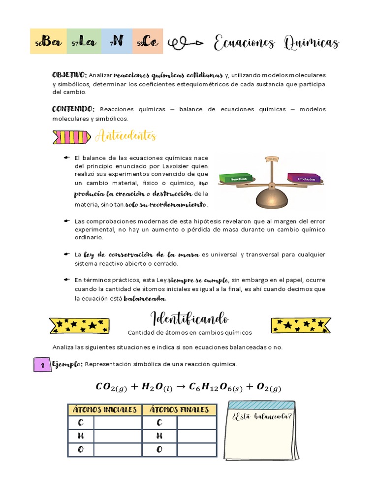 Balance de Ecuaciones Químicas | PDF | Química | Estequiometría