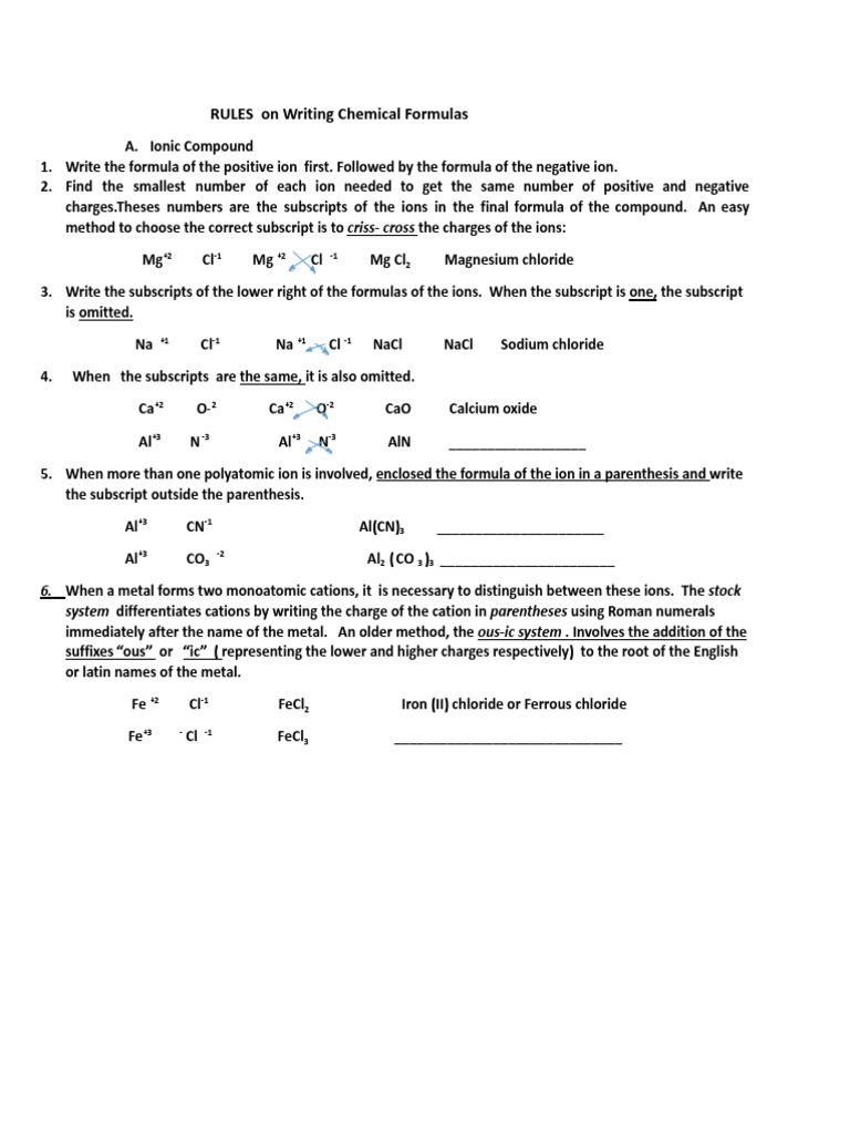 Rules for Writing Chemical Formulas | PDF