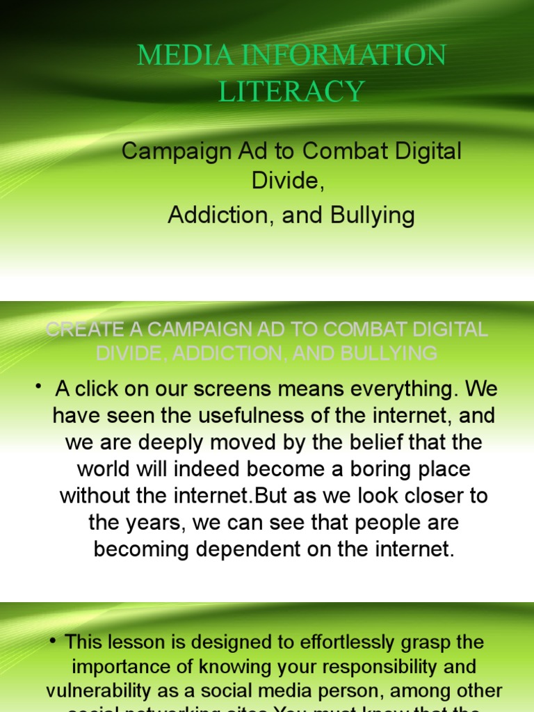 Media Information Literacy Juliana Ragodon | PDF | Cyberbullying | Internet