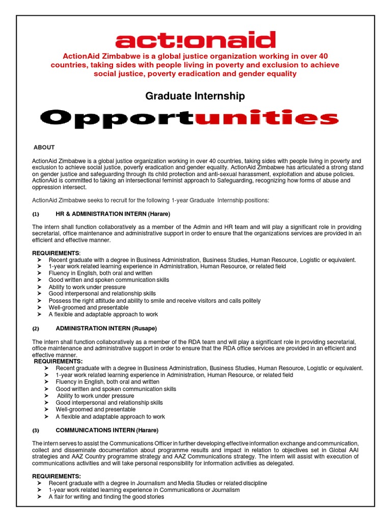AAZ Graduate Interns Advert 2022 | PDF | Communication | Internship