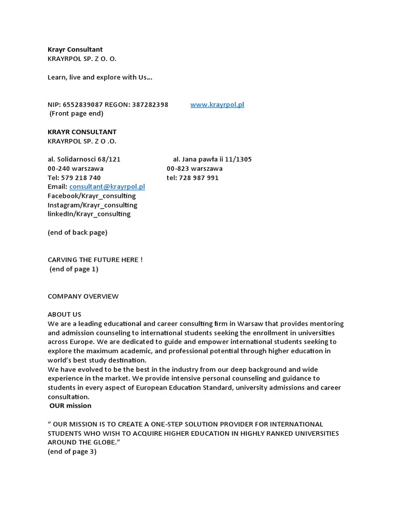 International Education Consulting Services | PDF
