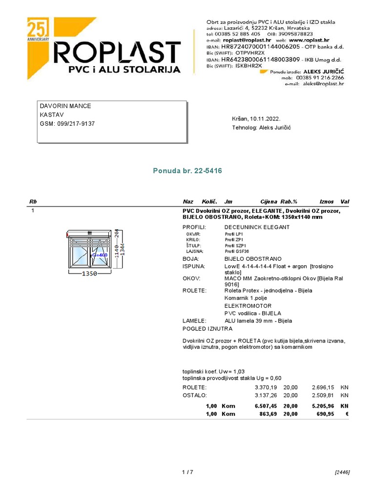 22-5416 - Davorin Mance - Roplast Ponuda | PDF