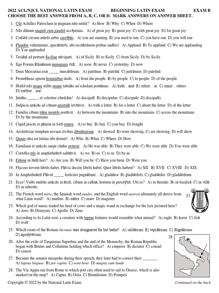 Beginning Latin Exam 2022 FINAL | PDF | Young Adult