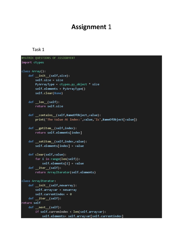 Assignment 1 | PDF | Matrix (Mathematics) | Algebra