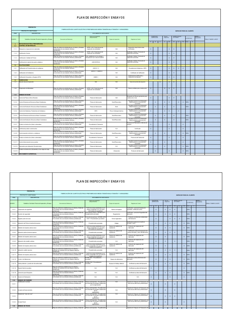 Plan de Inspección y Ensayos - Obra Eléctrica | PDF | Física Aplicada e ...