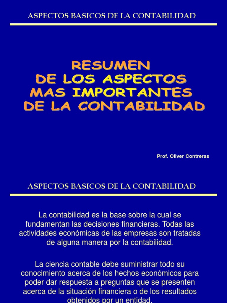 Aspectos Básicos de La Contabilidad | PDF | Contabilidad | Corporaciones
