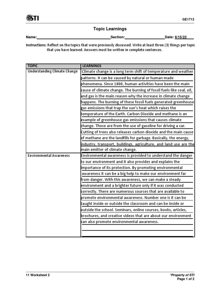 11 Worksheet 2 | PDF | Climate Change | Greenhouse Gas