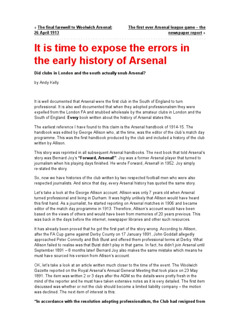 History About Arsenal | PDF | Arsenal F.C. | Association Football