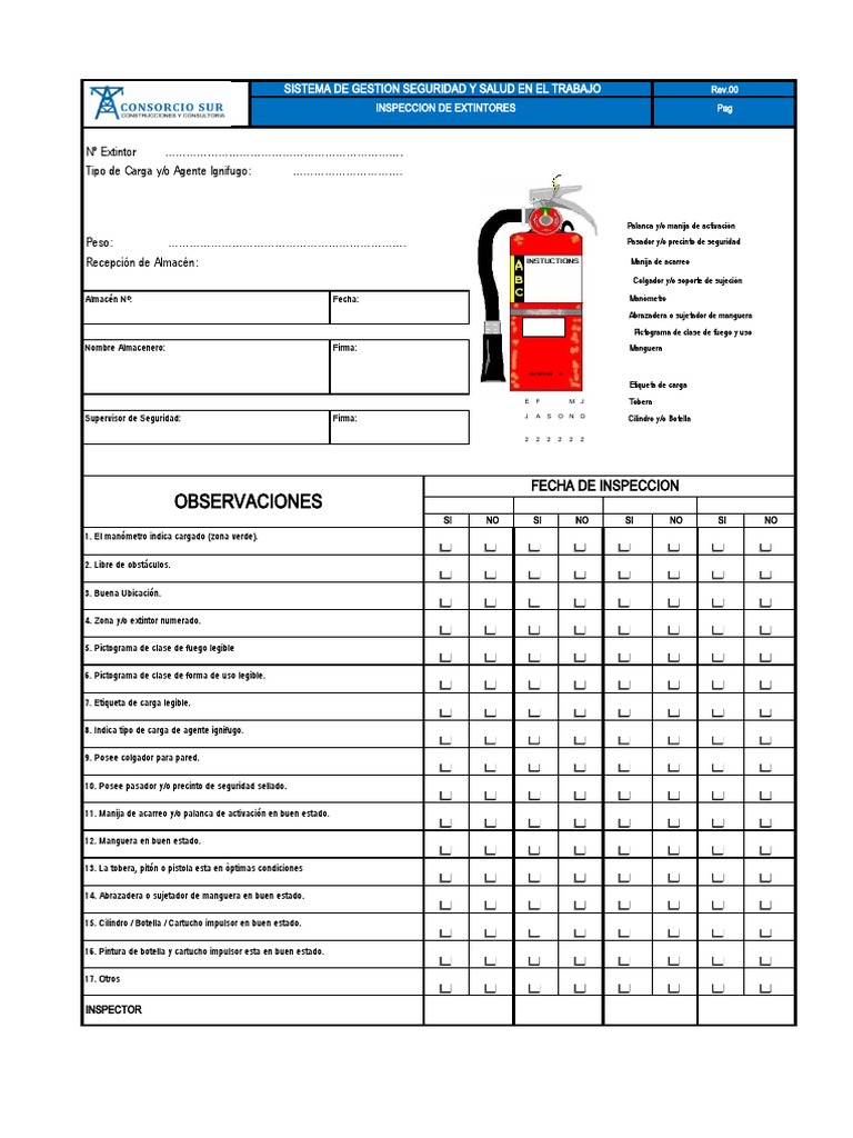 Inspección de Extintores: Lista de Verificación | PDF