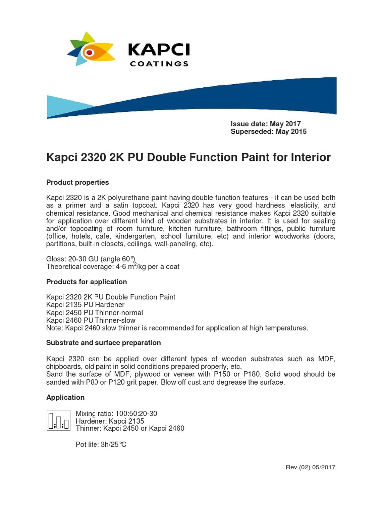 Kapci 2320 2K PU Double Function Paint | PDF | Paint | Chemistry