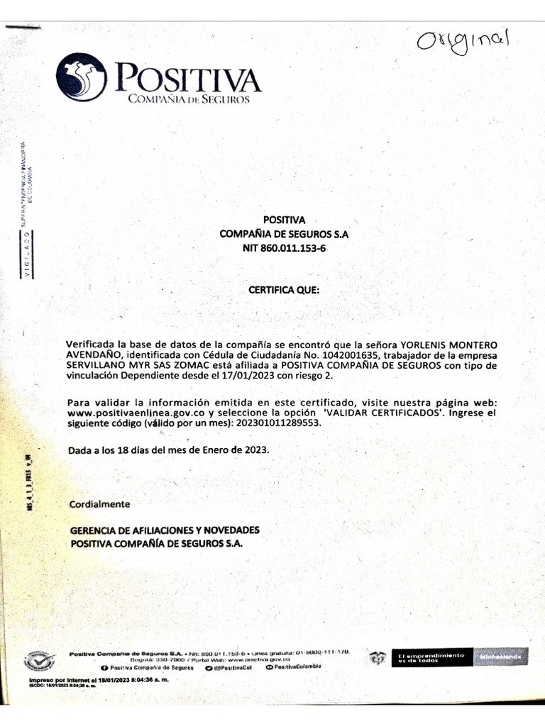 Certificados Arl | PDF